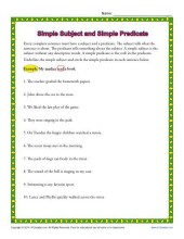 Simple Subject and Simple Predicate | 3rd Grade Worksheets