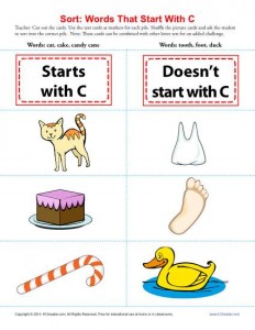 Words Starting With C | Beginning Consonant Worksheets