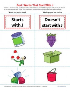 Words Starting With J | Beginning Consonant Worksheets