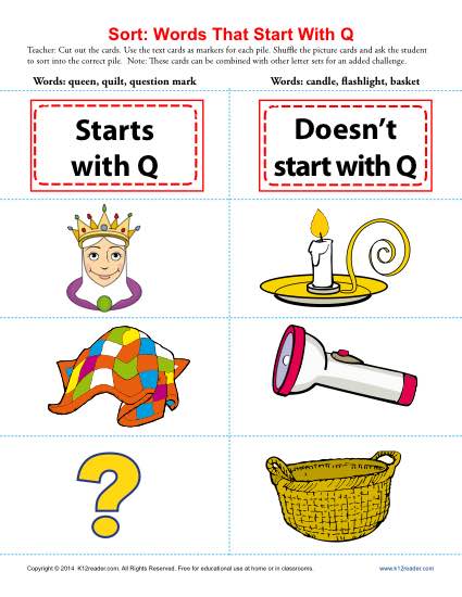 Words Starting With Letter Q Beginning Consonant Worksheets Words Starting With Letter Q Beginning Consonant Worksheets