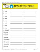Third Grade Spelling Words List - Week 1 | K12reader