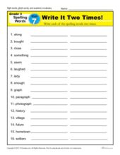 Third Grade Spelling Words List - Week 7 | K12reader