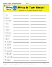 Third Grade Spelling Words List - Week 13 | K12reader