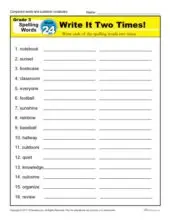 Third Grade Spelling Words List - Week 24 | K12reader