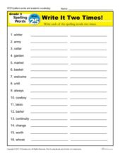 Third Grade Spelling Words List - Week 25 | K12reader