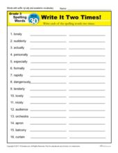 Third Grade Spelling Words List - Week 30 | K12reader