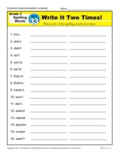 Third Grade Spelling Words List - Week 33 | K12reader