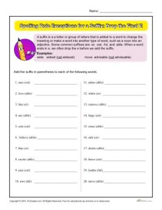 Spelling Rule Exceptions for a Suffix: Drop the Final E
