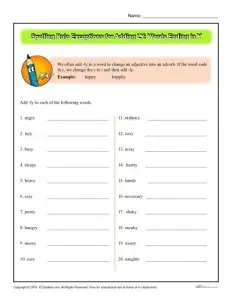 Spelling Rule Exceptions for Adding LY: Words Ending in Y