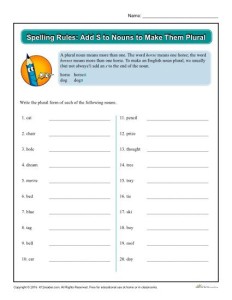 Spelling Rules Worksheets: Add S to Nouns to Make Them Plural