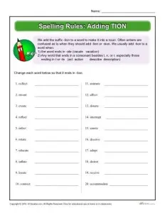 Spelling Rules: Adding TION