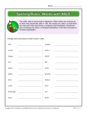 Spelling Rules: Words with ABLE