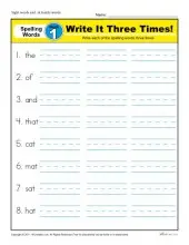 First Grade Spelling Words List - Week 1 | K12reader