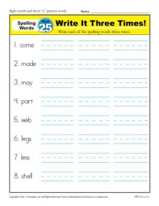 First Grade Spelling Words List - Week 25 | K12reader