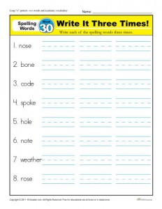 First Grade Spelling Words List - Week 30 | K12reader