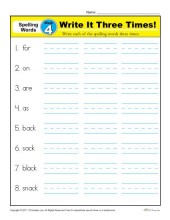 First Grade Spelling Words List - Week 4 | K12reader