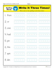 First Grade Spelling Words List - Week 7 | K12reader