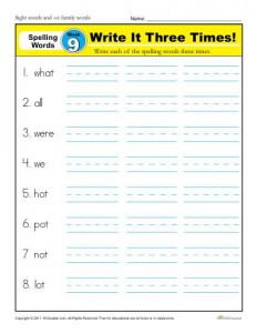 First Grade Spelling Words List - Week 9 | K12reader