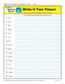 Second Grade Spelling Words List - Week 1 | K12reader