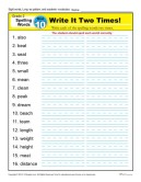 Second Grade Spelling Words List - Week 10 | K12reader