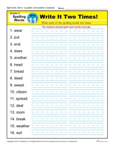 Second Grade Spelling Words List - Week 11 | K12reader