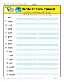 Second Grade Spelling Words List - Week 12 | K12reader