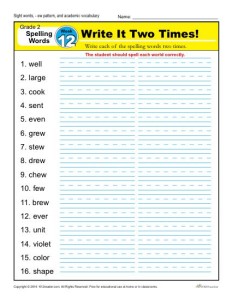 Second Grade Spelling Words List - Week 12 | K12reader