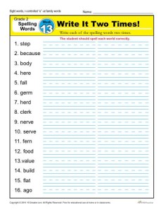 Second Grade Spelling Words List - Week 13 | K12reader