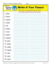 Second Grade Spelling Words List - Week 14 | K12reader