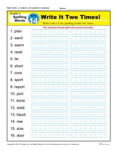 Second Grade Spelling Words List - Week 14 | K12reader