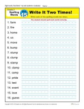 Second Grade Spelling Words List - Week 15 | K12reader