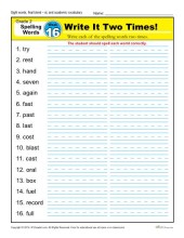 Second Grade Spelling Words List - Week 16 | K12reader