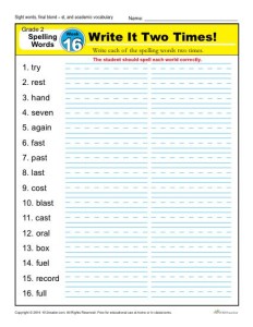 Second Grade Spelling Words List - Week 16 | K12reader