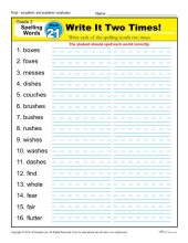 Second Grade Spelling Words List - Week 21 | K12reader