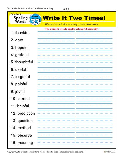 Second Grade Spelling Words List Week 33 K12reader Second Grade Spelling Words List Week 33 K12reader