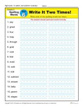 Second Grade Spelling Words List - Week 6 | K12reader