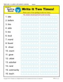 Second Grade Spelling Words List - Week 7 | K12reader