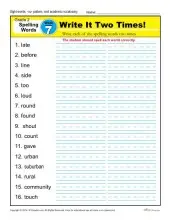 Second Grade Spelling Words List - Week 7 | K12reader