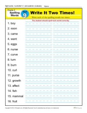 Second Grade Spelling Words List - Week 9 | K12reader