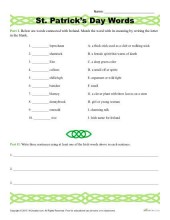 St. Patrick’s Day Word Match Activity for 3rd, 4th and 5th Grade