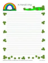 St. Patrick's Day Printable Lined Writing Paper