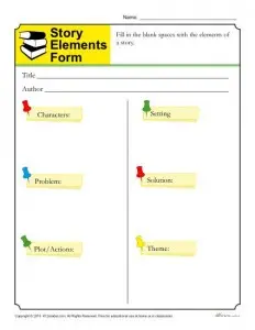 Story Elements Form template for Students