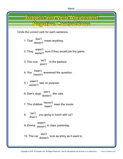 Subject Verb Agreement Worksheet 3rd Grade Subject Verb Agreement Worksheet 3rd Grade
