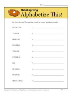 Thanksgiving Words: Alphabetize This! | Printable Thanksgiving Activity