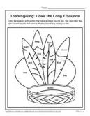 Color the Long E Sounds | Printable Thanksgiving Activity