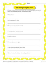 Thanksgiving Phrases | Printable 6th-8th Grade Idioms Activity
