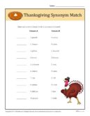 Thanksgiving Worksheet Activity | Synonym Match