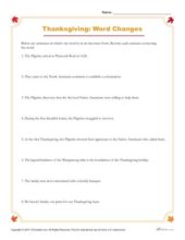Thanksgiving Word Changes | Printable Holiday Activity