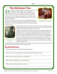 The Christmas Tree - Printable Reading Comprehension Activity