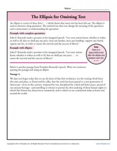 The Ellipsis for Omitting Text | Punctuation Worksheets